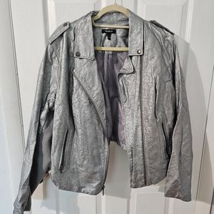 torrid | Jackets & Coats | Torrid Metallic Grey Faux Leather Moto ...